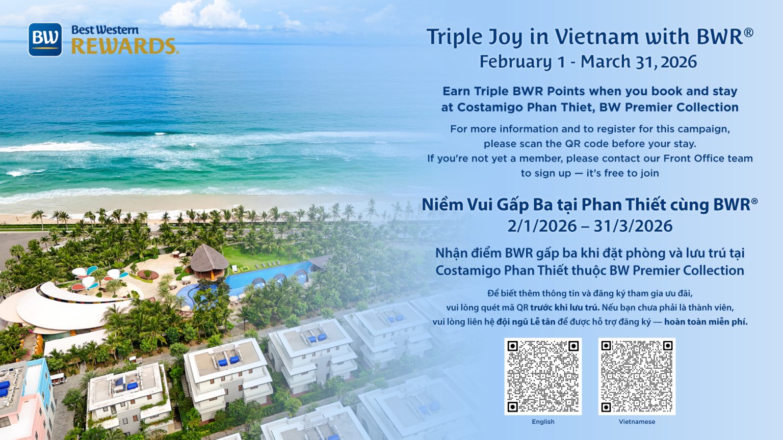 Costamigo x BWR – Beachside Getaway, Triple Rewards Points - Costamigo